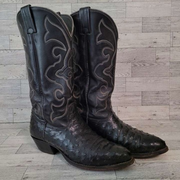 Larry Mahan | Shoes | Mens Vintage Larry Mahan Western Black Ostrich ...